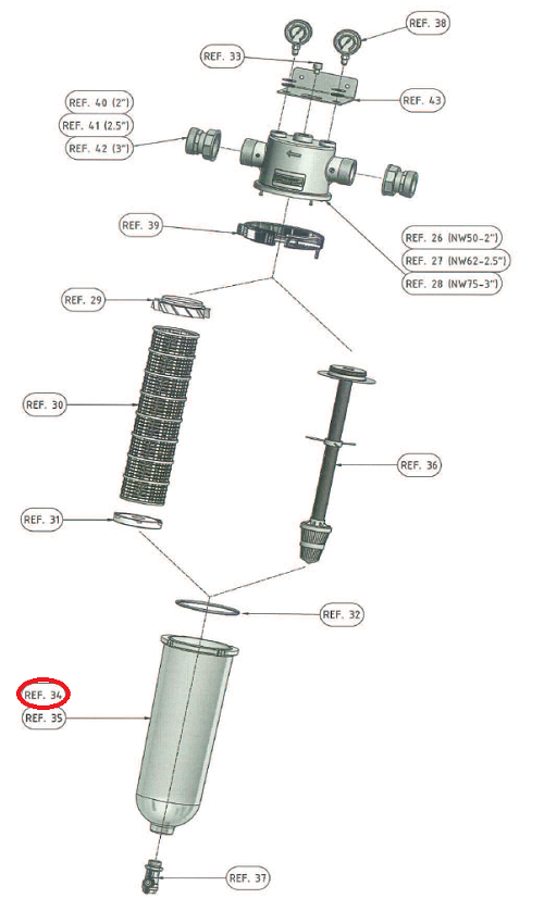 Filter Bowl - Ref 34 - Suitable for NW50, NW62 and NW75.